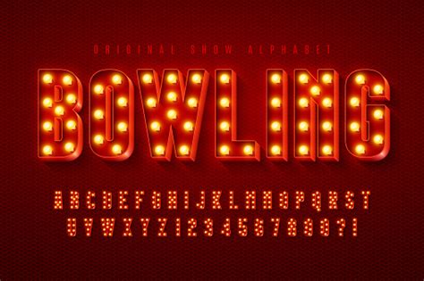 복고풍 시네마 알파벳 디자인 카바레 Led 램프 문자와 숫자 Burlesque에 대한 스톡 벡터 아트 및 기타 이미지