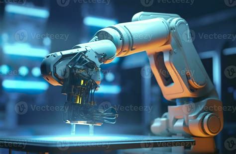 Ai Generated Arm Robot Working With Screen Monitor Control Industrial