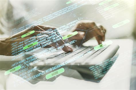 Premium Photo Abstract Creative Coding Concept With Hands Typing On Laptop On Background