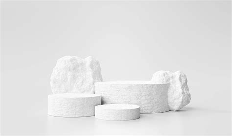 화이트 스톤 플레이트 제품 디스플레이 받침대 강한 연단 스탠드 록 화이트 자연 소재 제품 패션 화장품 스킨 케어 3d 배경 배치