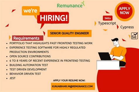 Typescript Cypress Qualityengineer Hiringnow Remunance Services