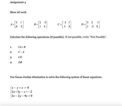solved assignment 4 show all work a [301−2] b [21−34]