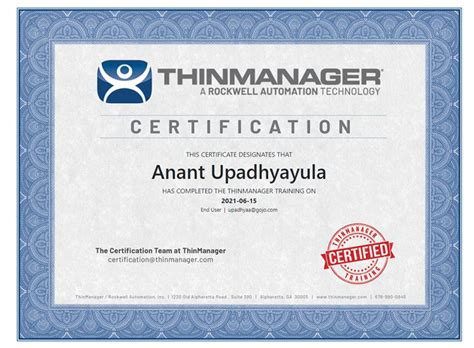 Anant Upadhyayula On Linkedin Earned Rockwell Thinmanager Certificate Really Excited About The…