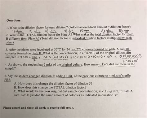 Solved Microbiology Serial Dilution Problemsoecifically