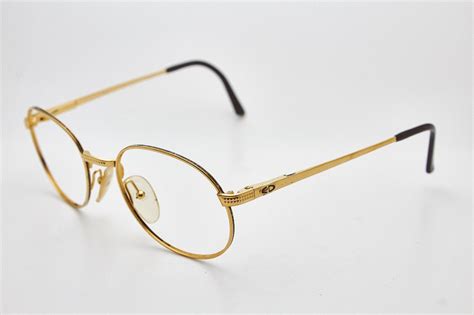 1980s Vintage Eyeglasses Christian Dior 2778 Gold Ova Gem