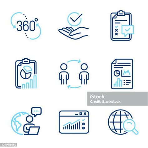 기술 아이콘이 설정됩니다 보고서 체크리스트 워크플로 표지판으로 아이콘이 포함되어 있습니다 벡터 0명에 대한 스톡 벡터 아트 및