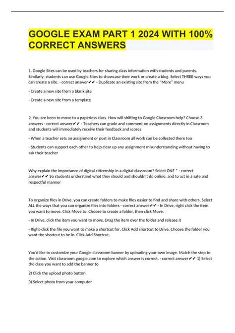 GOOGLE EXAM PART WITH CORRECT ANSWERS GOOGLE Stuvia US