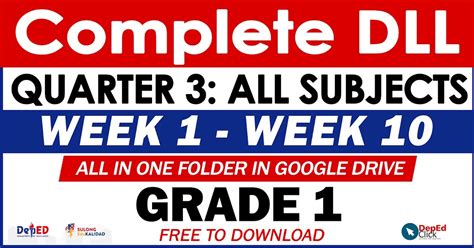 Grade 1 Complete Daily Lesson Log Quarter 3 Weeks 1 10 Free To Download Deped Click
