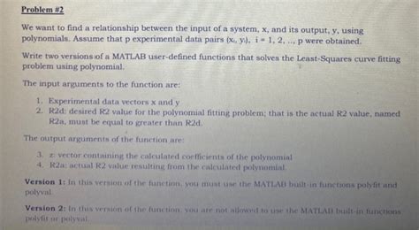 Problem 2 We Want To Find A Relationship Between The