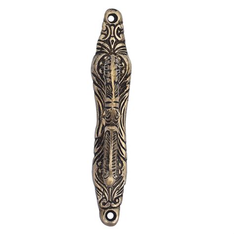 Ornate Brass Pull Door Knocker With Back Plate