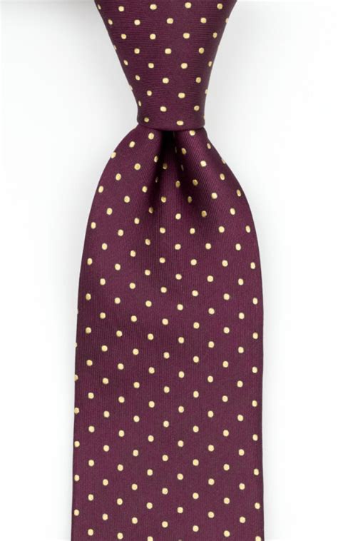 Tie Golden Yellow Dots On Burgundy Notch Dotblast Burgundy