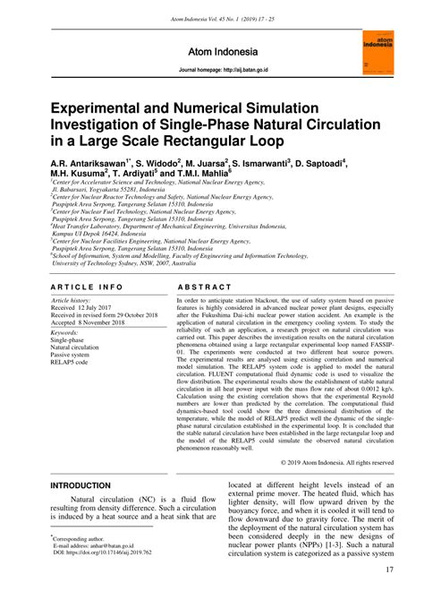 Pdf Experimental And Numerical Simulation Investigation Of Single Phase Natural Circulation In