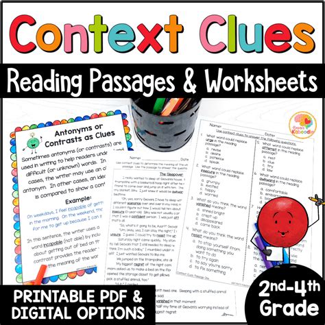 35 Reading Passages For Comprehension Context Clues Worksheets