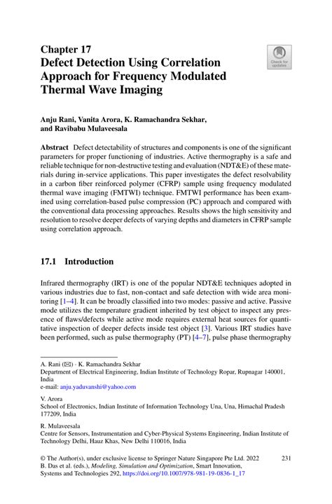 Pdf Defect Detection Using Correlation Approach For Frequency Modulated Thermal Wave Imaging