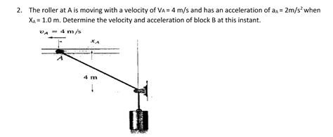 Solved The Roller At A Is Moving With A Velocity Of V A 4