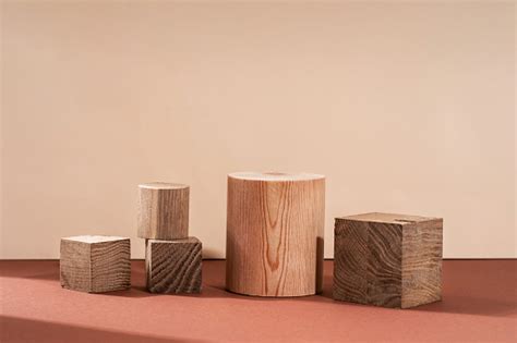 구성 빈 연단 재료 나무 돌 마른 꽃 제품 프레젠테이션 배경은 베이지 색입니다 천연 소재에서 아름 다운 배경입니다 Fashion