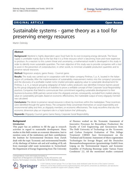 35 Sustainable Systems Game Theory As A Tool For Pdf