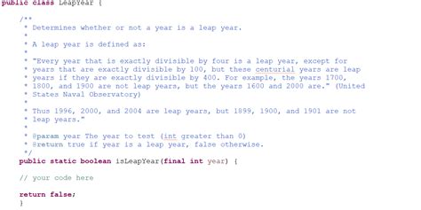 solved oublic class leapyear { determines whether or not