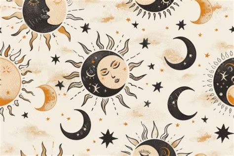 Sun And Moon Celestial Pattern Gráfico Por Sun Sublimation · Creative