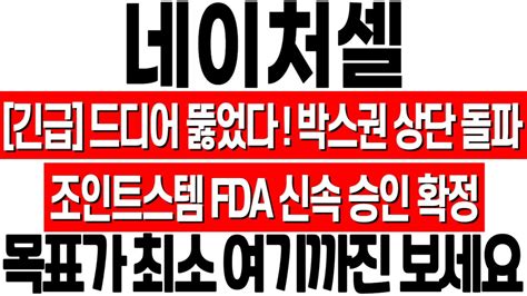 네이처셀 주가 전망 조인트스템 Fda 신속 승인 박스권 상단 돌파 네이처셀 강경윤 네이처셀 목표가 분석 네이처셀