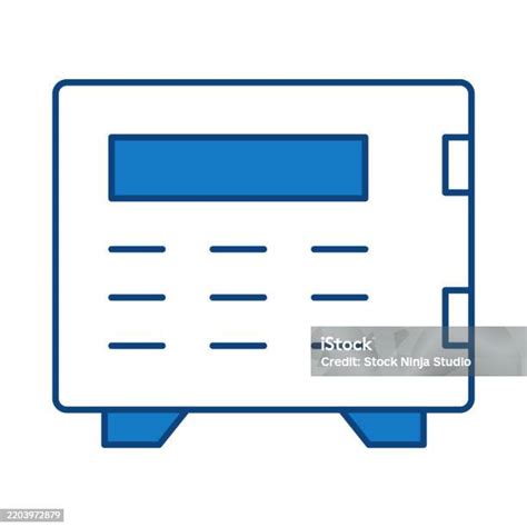 은행 사물함 블루 편집 가능한 스트로크 아이콘입니다 사이버 보안 피싱 해킹 사이버 범죄 방지 가상현실에 대한 스톡 벡터 아트 및 기타 이미지 Istock