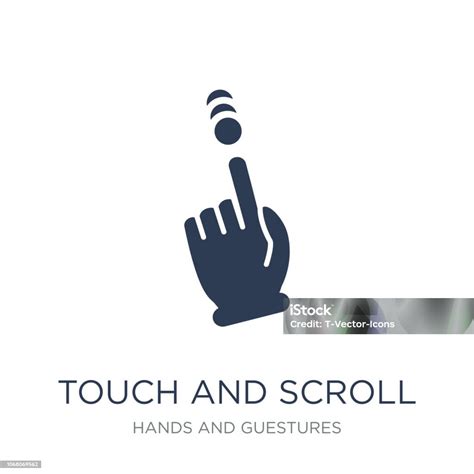 터치 및 제스처 아이콘을 스크롤하십시오 최신 유행 플랫 벡터 터치와 손 및 Guestures 컬렉션에서 흰색 배경 스크롤 제스처 아이콘 벡터에 대한 스톡 벡터 아트 및 기타