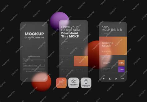 Premium Psd Glassmorphism Buttons Style Mockup