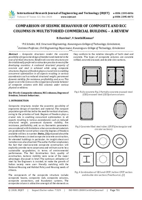 Pdf Irjet Comparison Of Seismic Behaviour Of Composite And Rcc Columns In Multistoried