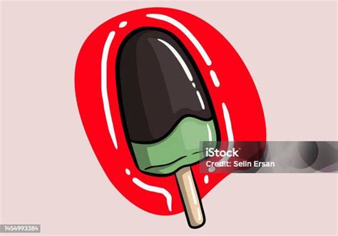 전체와 물린 아이스크림 손으로 그린 벡터 삽화 아이스 캔디는 배경에 고립 된 나무 막대기로 초콜릿을 덮었습니다 갈색에 대한 스톡 벡터 아트 및 기타 이미지 Istock