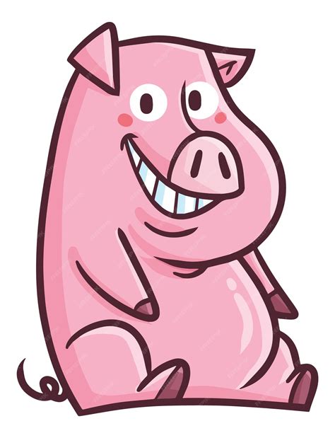 Un Cerdo Gracioso Sentado Y Una Ilustración De Dibujos Animados