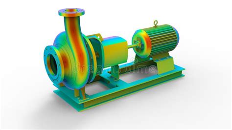 3d Rendering Finite Element Analysis Of A Heat Pump Assembly Stock
