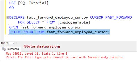 Fastforward Cursor In Sql Server
