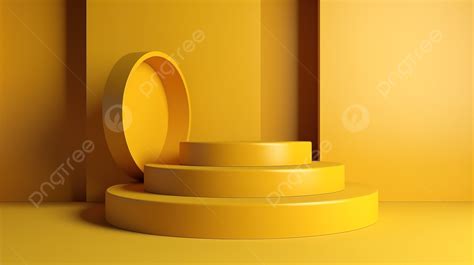 노란색 원형 배경은 3d 렌더링 연단 설정을 향상시킵니다 3d 디스플레이 노란 연단 3d 제품 배경 일러스트 및 사진 무료 다운로드 Pngtree