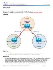 CCNPv ROUTE Lab BGP AS PATH Instructor Pdf CCNPv ROUTE Chapter Lab Using The AS