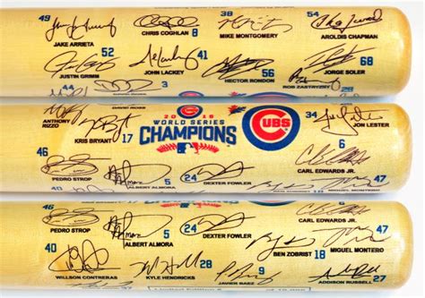 Cubs 2016 World Series Champions Team Signature Bat Big Time Bats