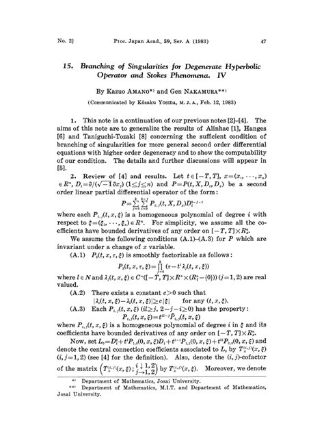 Pdf Branching Of Singularities For Degenerate Hyperbolic Operator And