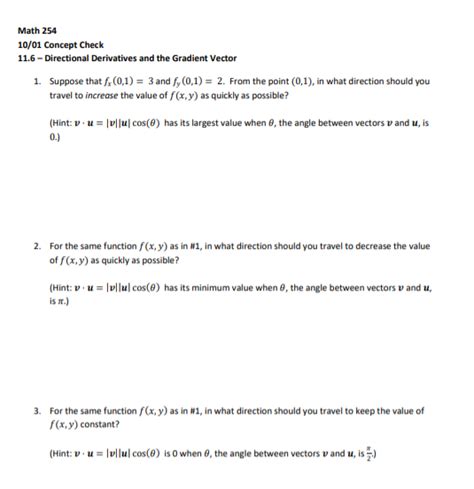 Solved Math 254 1001 Concept Check 116 Directional