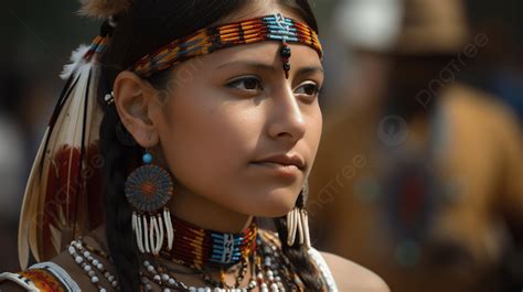 Gadis Mengenakan Pakaian Penduduk Asli Amerika Gambar Penduduk Asli