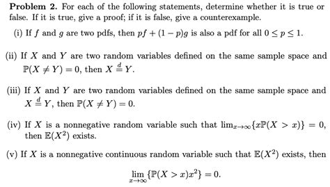 Solved Problem For Each Of The Following Statements Chegg