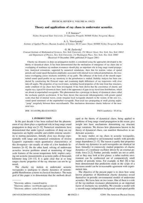 Pdf Theory And Applications Of Ray Chaos To Underwater Acoustics