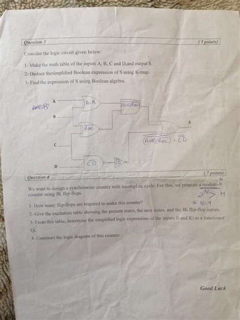 Solved Question Points Consider The Logic Circuit Chegg