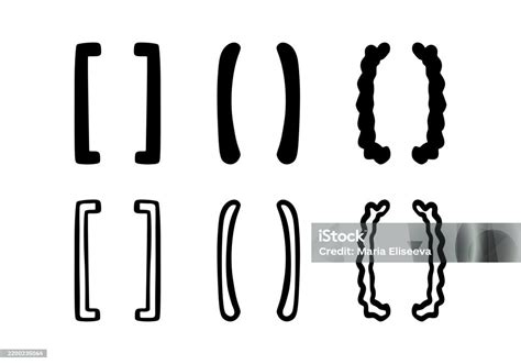 손으로 그린 괄호와 따옴표를 위한 중괄호 낙서 벡터 구두점 세트입니다 견적을 위한 스케치 그림 장식 장식 개체 그룹에 대한 스톡 벡터 아트 및 기타 이미지 Istock