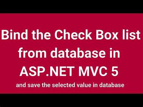 Bind Check Box List From Database In ASP NET MVC5 And Save The Selected