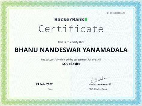 Bhanu Nandeswar Yanamadala On Linkedin Hackerrank