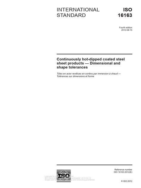 Iso 16163 2012 Continuos Hdg Dimensional And Shape Tolerances 10pgs Pdf