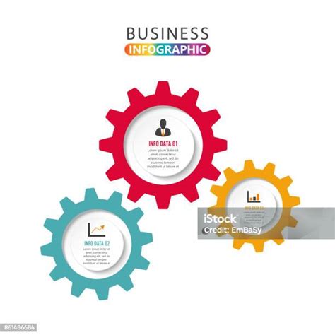 추상 요소 차트 그래프 다이어그램 3 단계 옵션 부품 기어 형태로 처리합니다 프레 젠 테이 션 및 교육에 대 한 벡터 비즈니스 템플릿입니다 0명에 대한 스톡 벡터 아트 및