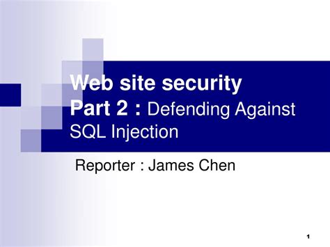 Ppt Web Site Security Part 2 Defending Against Sql Injection