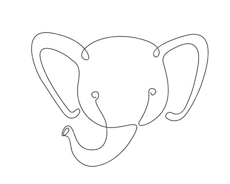 Premium Vector Continuous One Line Drawing Of A Cute Elephant Head