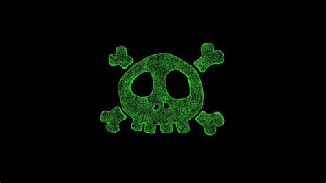 Premium Photo 3d Poison Skull Bones On Black Bg Object Dissolved Green Flickering Particles