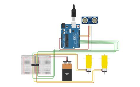 Circuit Design Obstacle Avoidance Robot Tinkercad